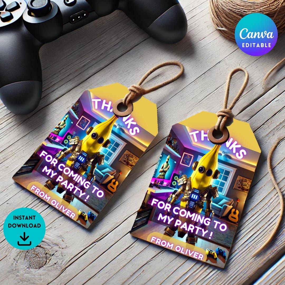 Video Game Thank You Tag | Editable Gaming Party Favor Tag| Printable ...