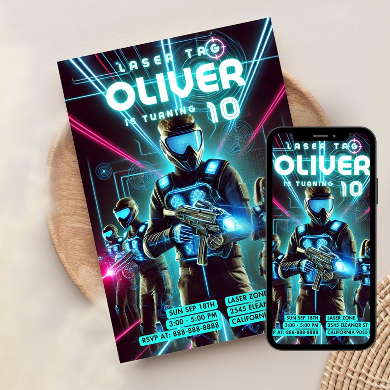 Laser Tag Party Invitation | Laser Game Birthday Invite | Personalized ...