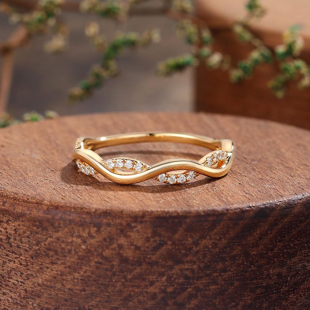 Infinity Wedding Band, Half Eternity Twisted Ring, Bridal Stackable ...