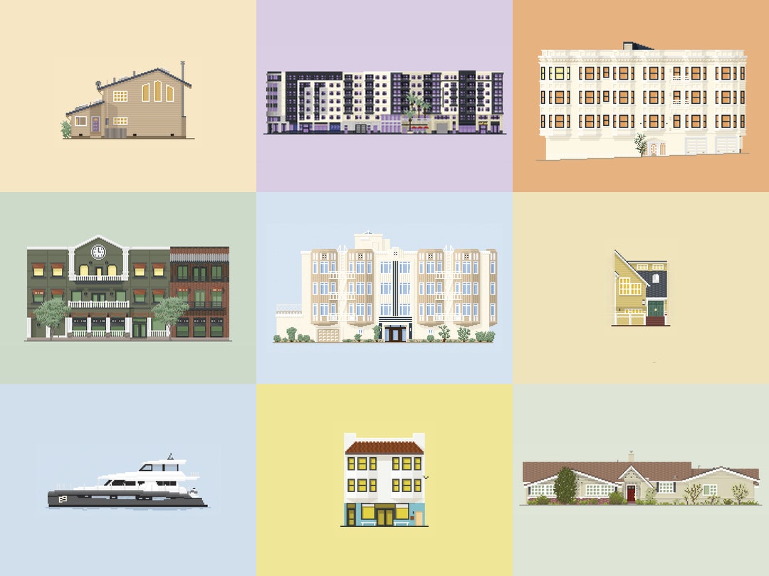 Custom Pixel Art House Building Illustration Giclee Print - Etsy