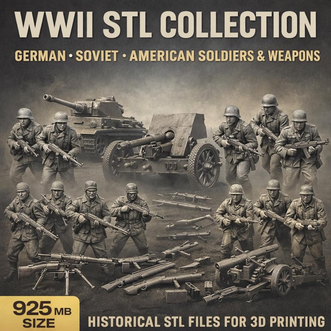 WWII Army STL Bundle – German, Soviet & American Soldiers + Weapons ...