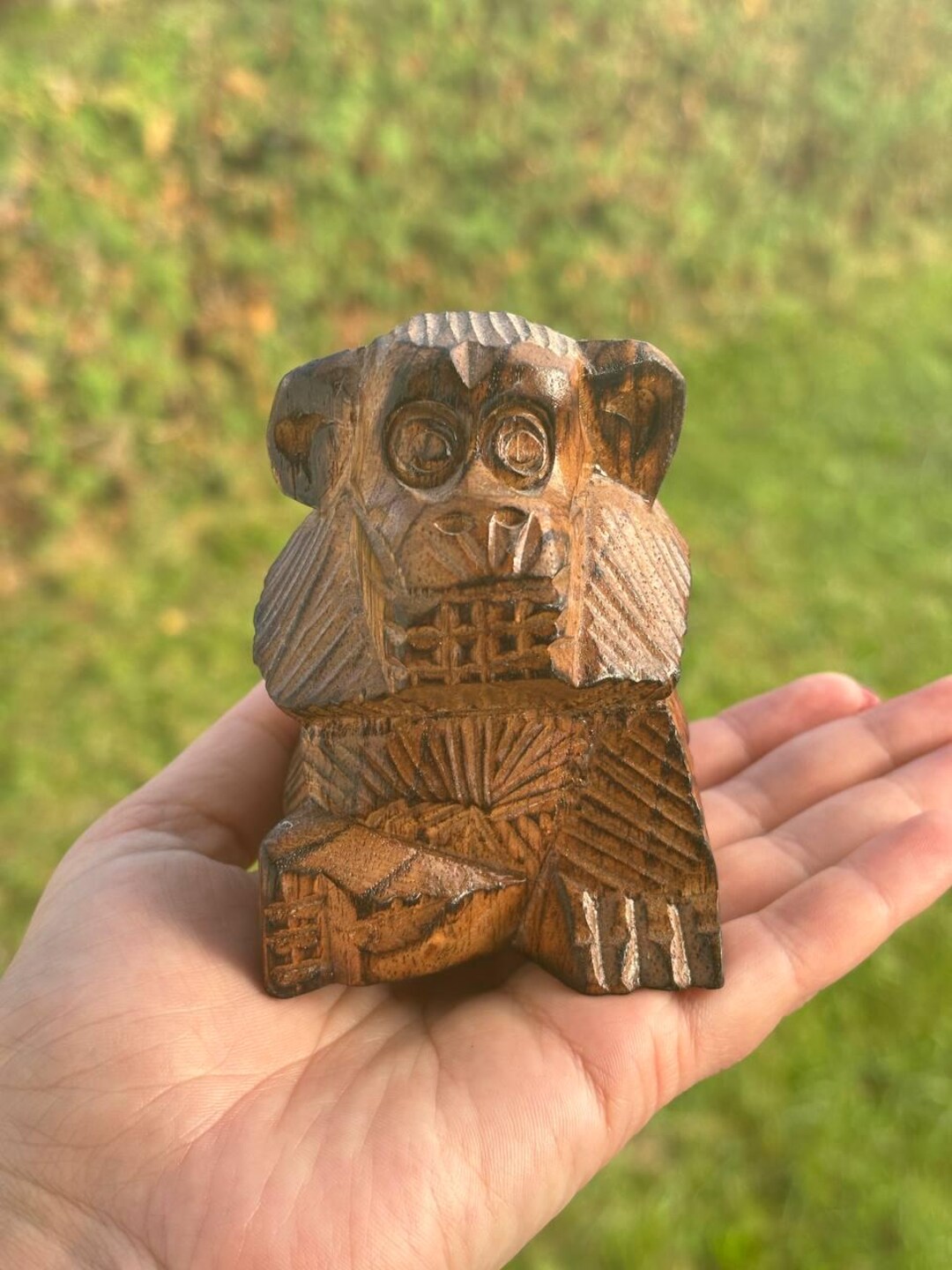 Carved Wooden Monkey Figurine. Wooden Sculpture, Hand Carving.animal ...