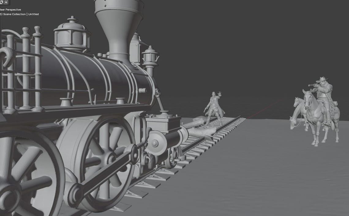 Wild West Train Robbery Diorama STL for 3D Printing - Etsy
