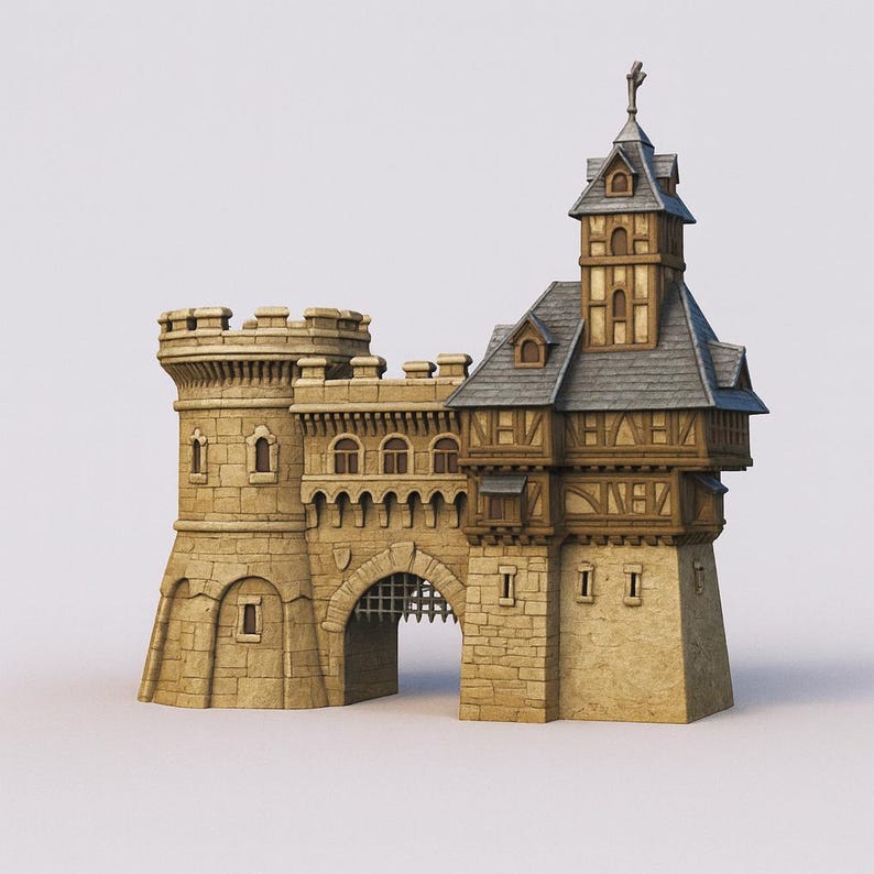 Medieval Gatehouse Castle STL | 3D Print Model - Etsy