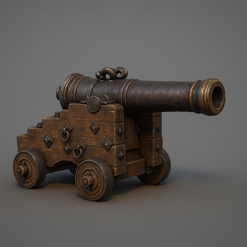 Pirate Ship Cannon STL | Detailed 3D Model for Printing | Naval ...