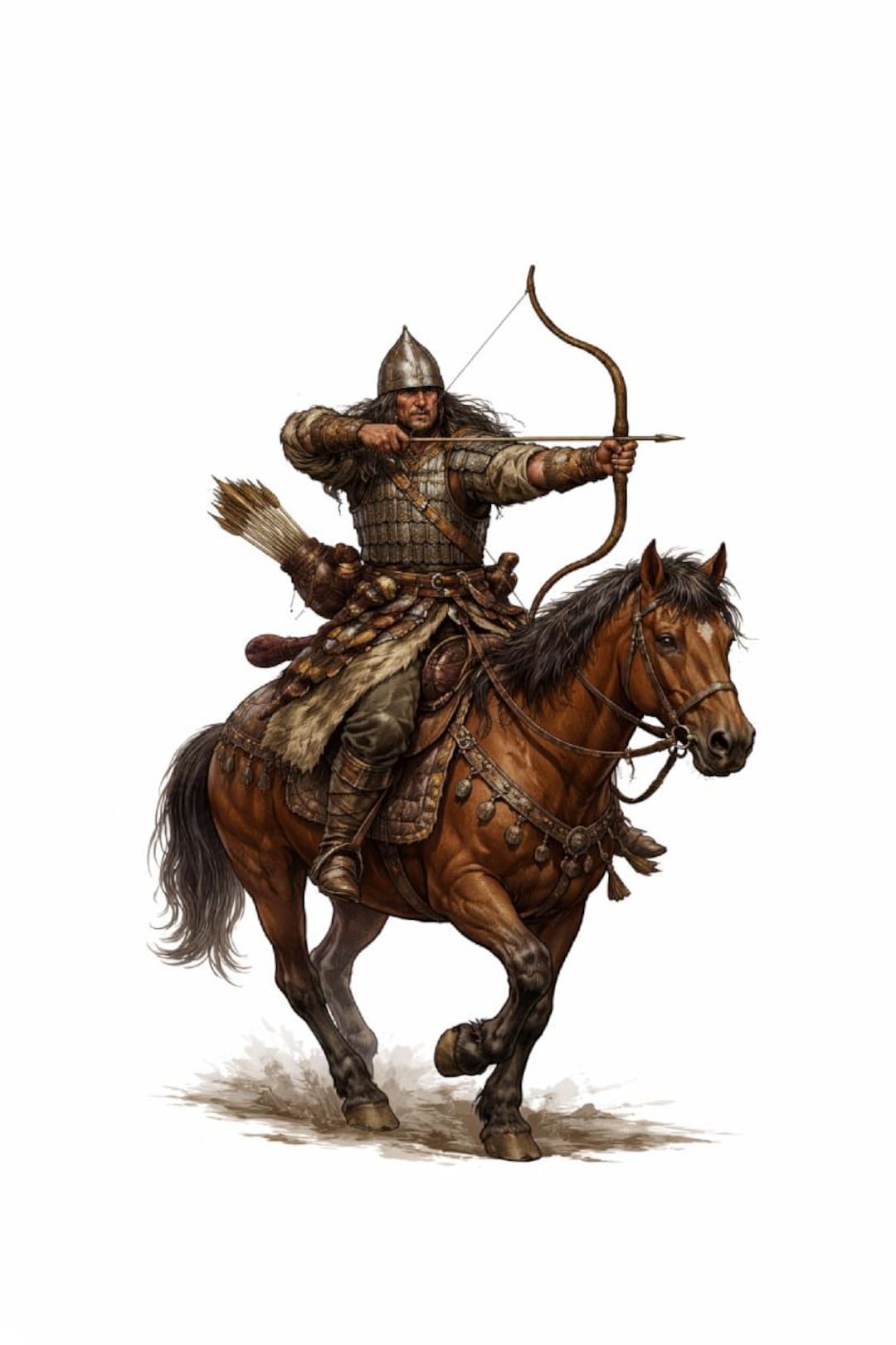 Hunnic Horse Archer STL | Hun Warrior Mounted Archer | Ancient Cavalry ...