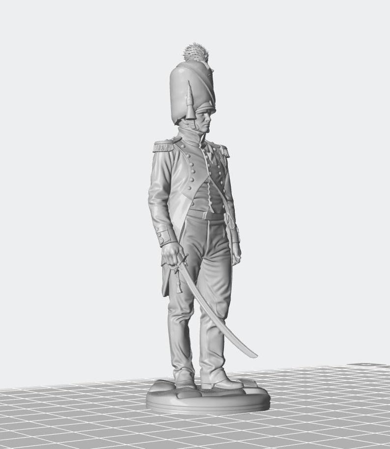 French Napoleonic Infantry Officer STL File – 120mm / 75mm / 54mm ...