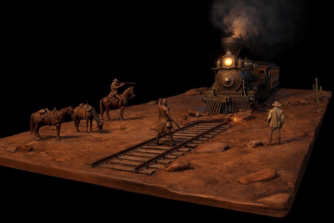 Wild West Train Robbery Diorama STL for 3D Printing - Etsy