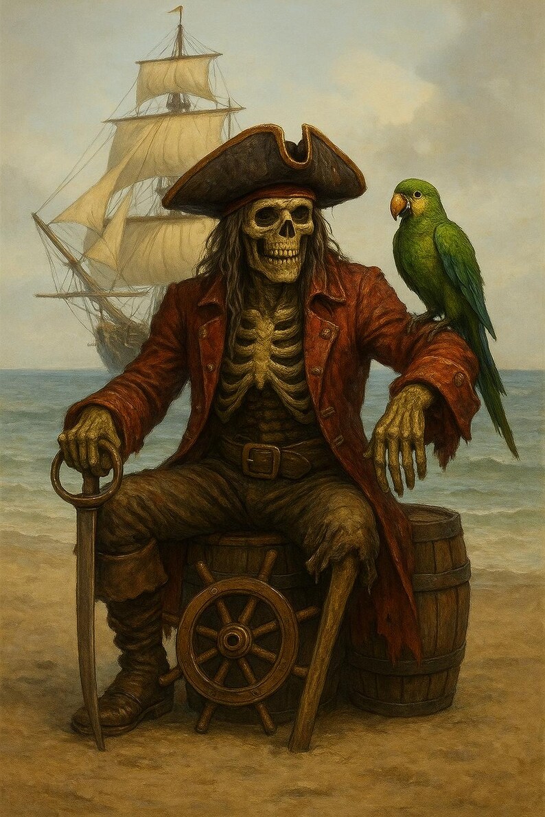 Fantasy Skeleton Pirate STL | Undead Pirate Captain With Parrot | 3D ...