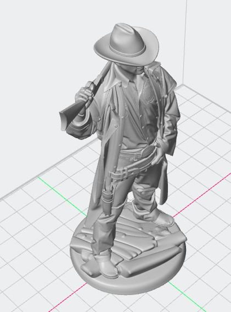 Cowboy STL Miniature | Wild West 3D Printing Model | Cowboy With Rifle ...