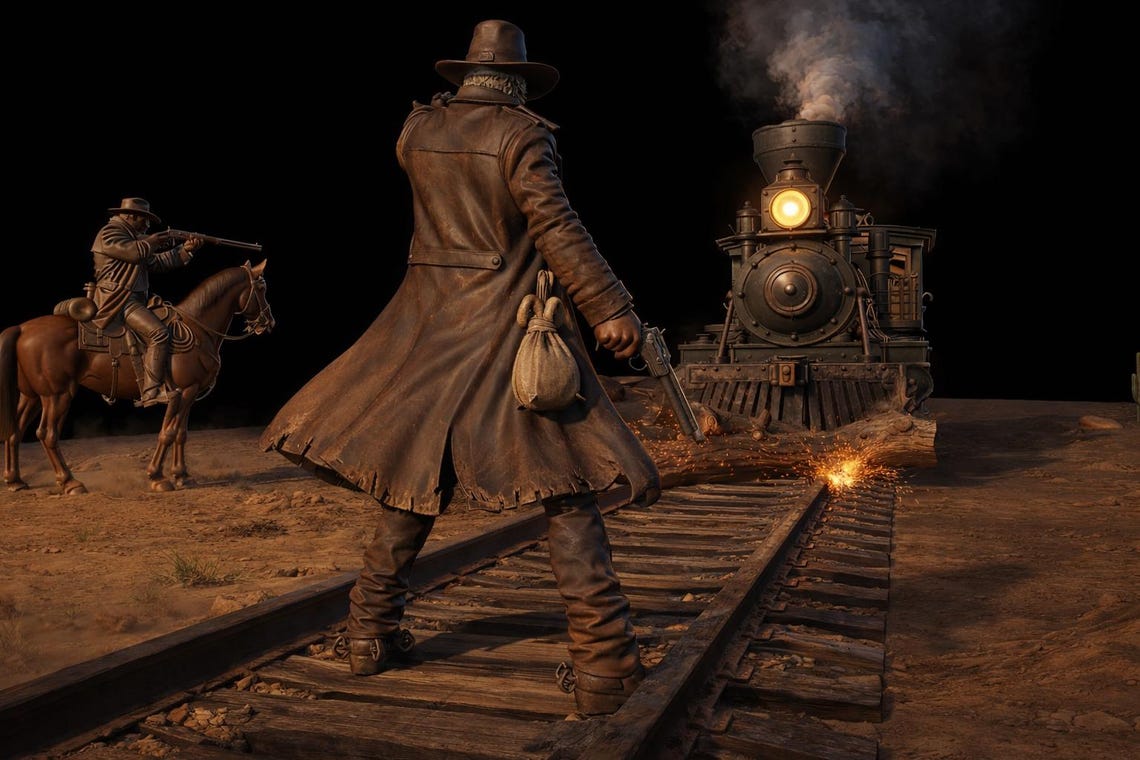 Wild West Train Robbery Diorama STL for 3D Printing - Etsy