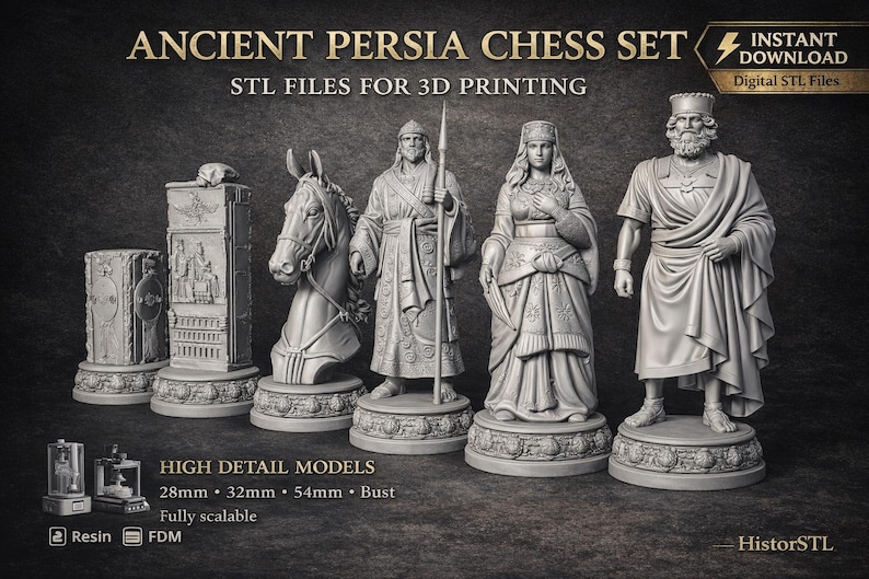 Ancient Persia Chess Set STL – Persian King & Warriors | 3D Printable ...