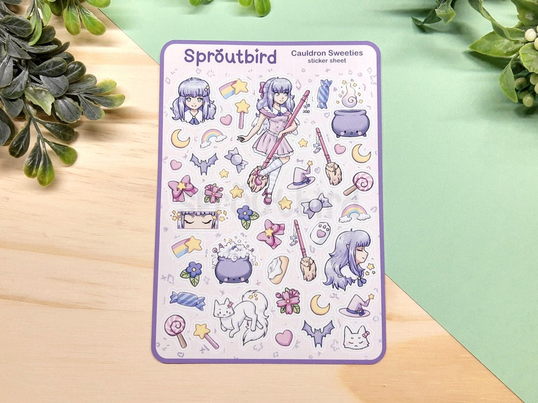 Cauldron Sweeties | Cute Pastel Pink & Purple Witch Halloween Stickers ...