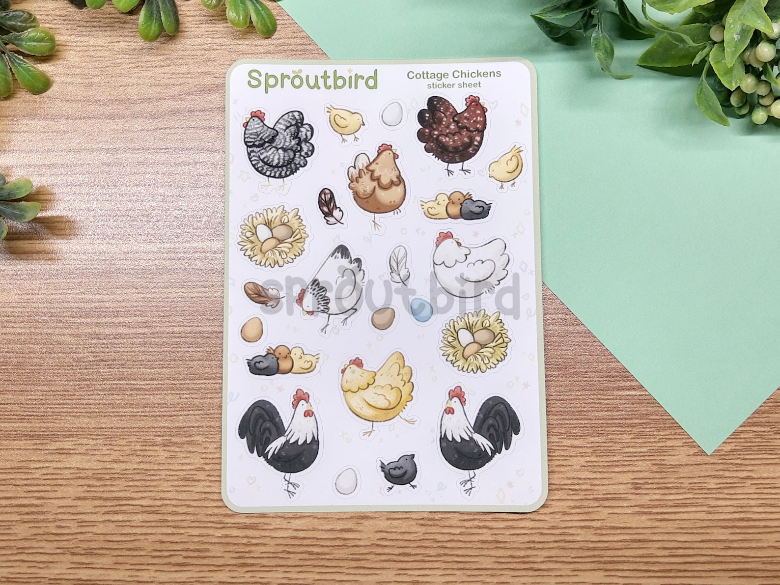 Cottage Chickens | Cute Hen, Chick, and Rooster Stickers | 3.5x5 Matte ...