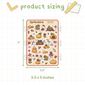Fall Harvest | Adorable Cute Autumn Leaves Sticker Sheet | 3.5x5 Matte ...