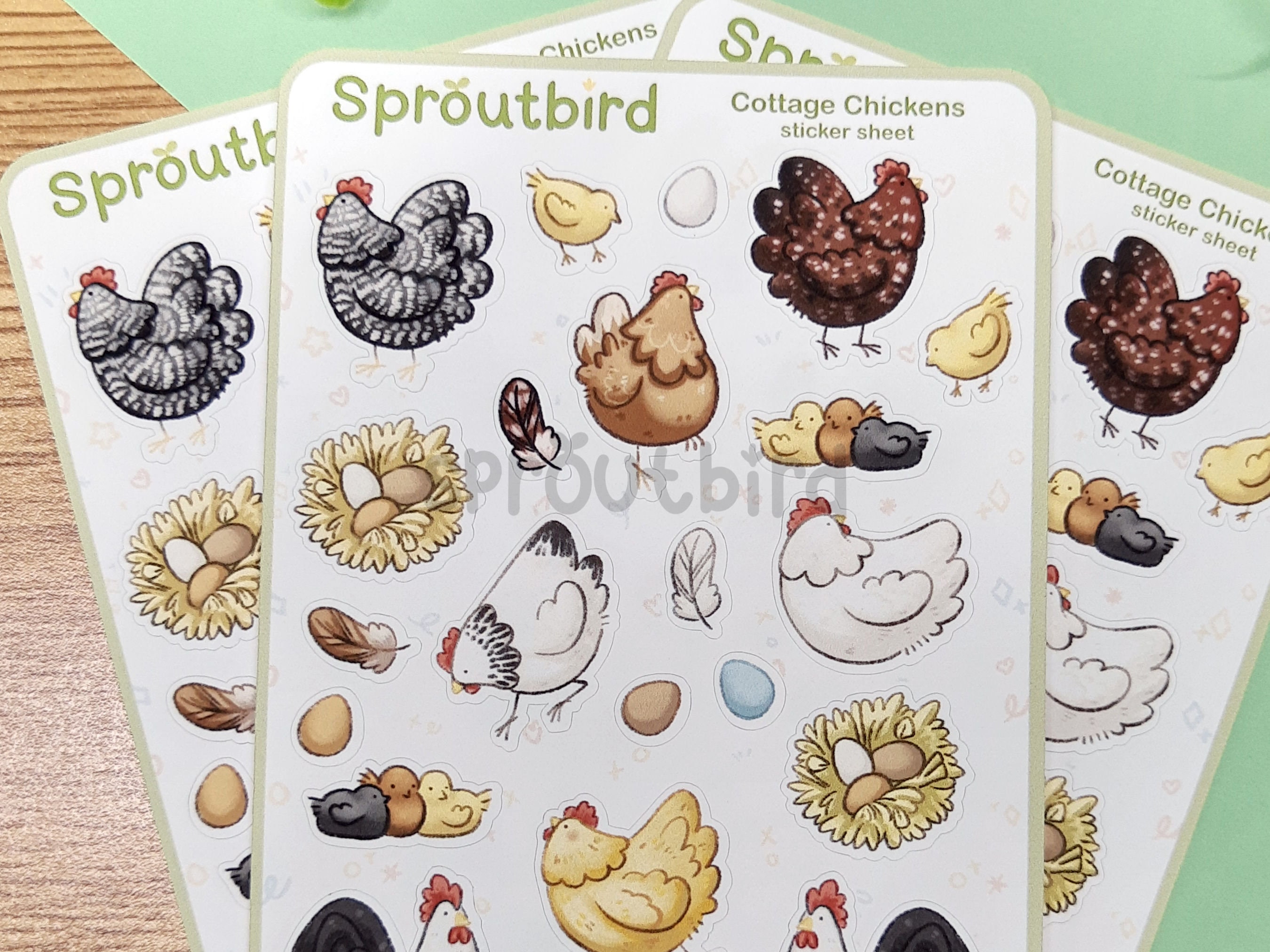 Cottage Chickens | Cute Hen, Chick, and Rooster Stickers | 3.5x5 Matte ...