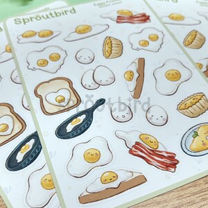 Eggy Friends | Cute Egg Food Stickers | 3.5x5 Matte Sticker Sheet for ...