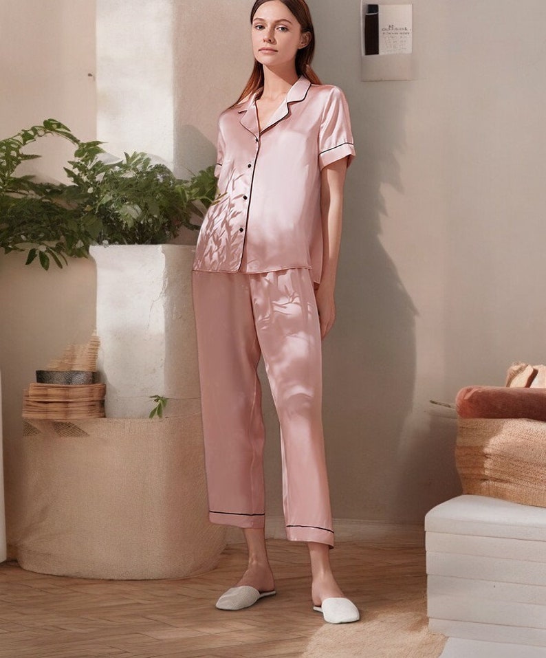 Luxury Silk Pajamas Set for Women 100% Mulberry Silk, Long Sleeve ...