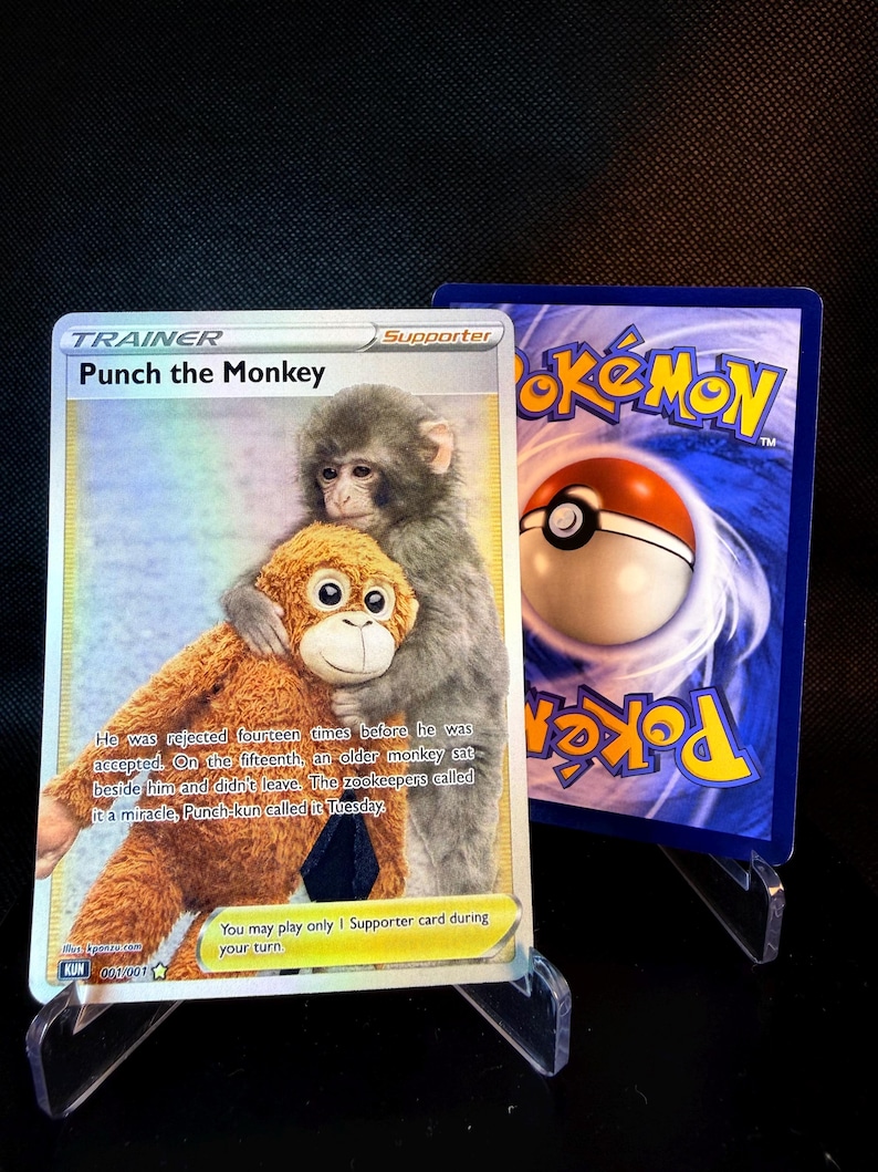 Punch the Monkey Fanmade Holographic Inspired Pokemon Card - Etsy