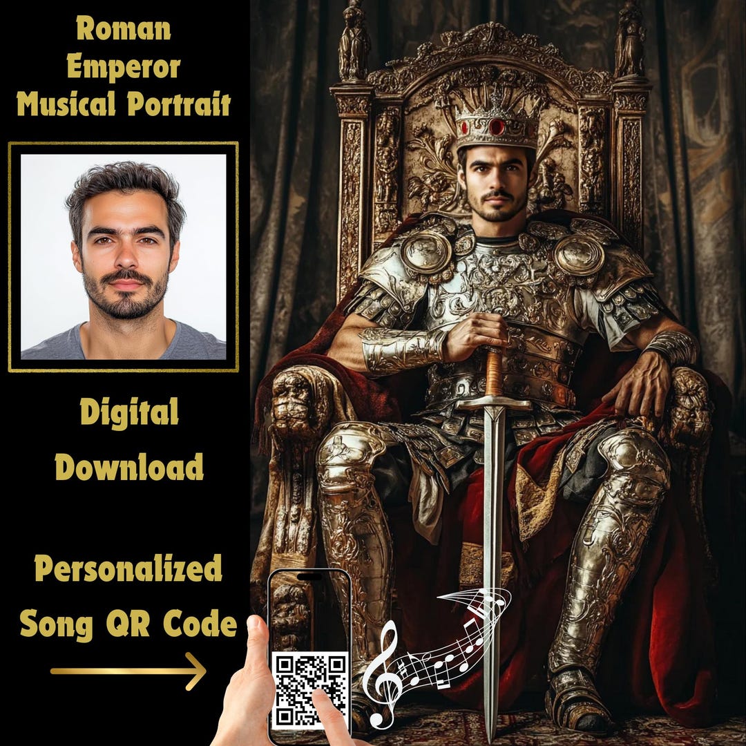 Custom Roman Emperor Musical Portrait With Personalized Song QR Code ...