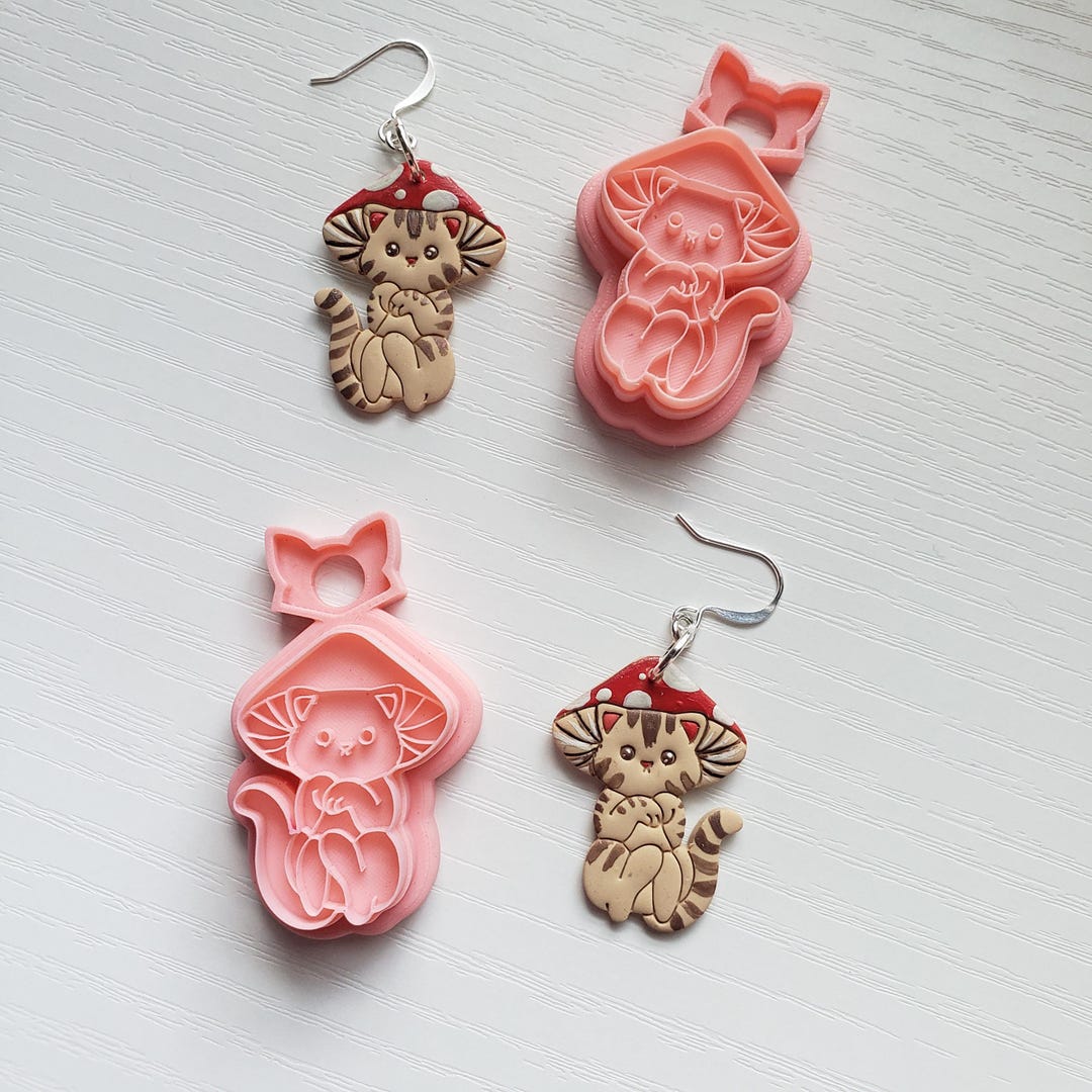 Mushroom Kitty - Polymer Clay Cutter Tool - Cute Designs by the Pudgy ...
