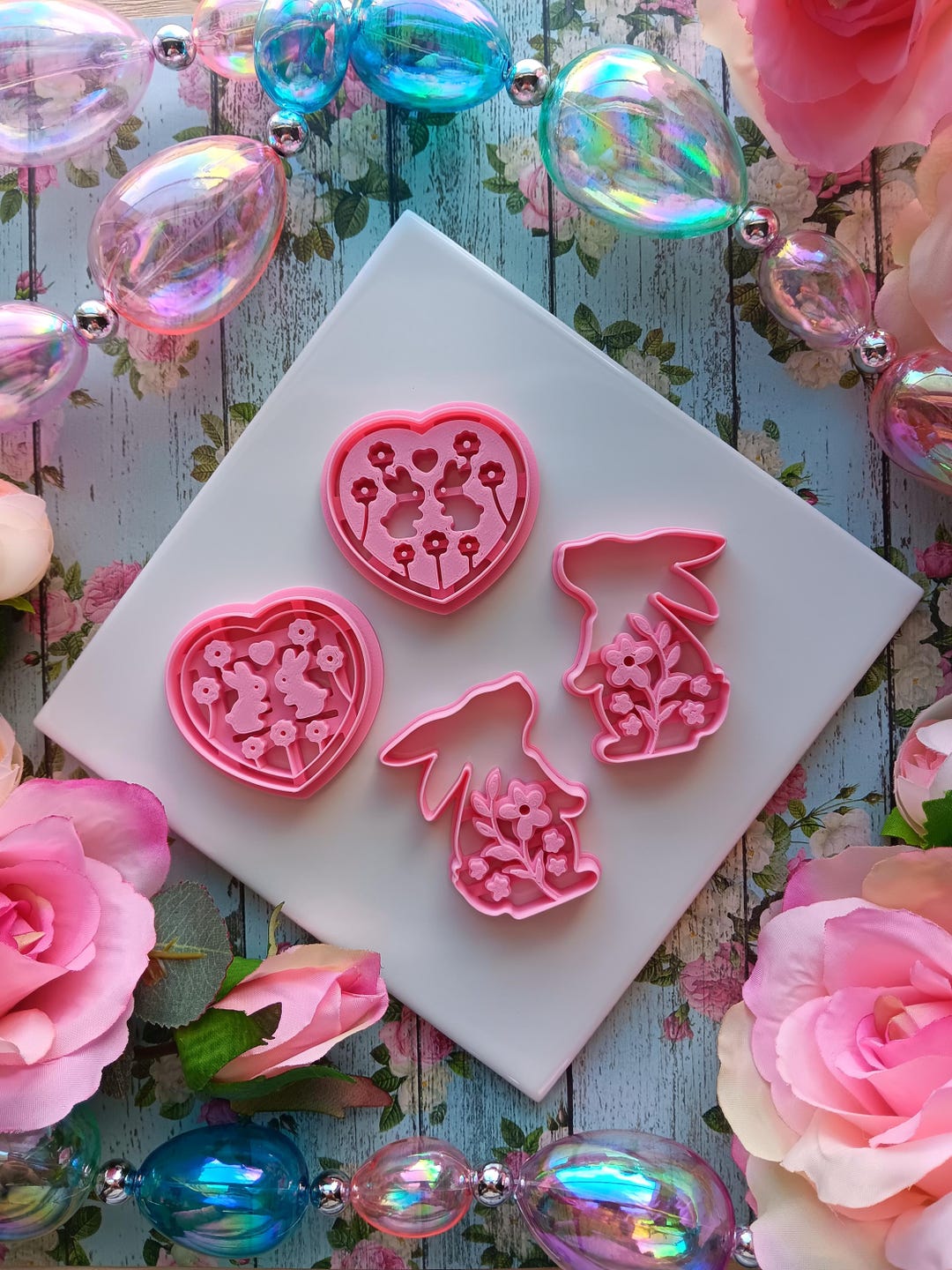 Floral Inlay Easter Bunnies - Polymer Clay Cutter Tool - Multiple ...