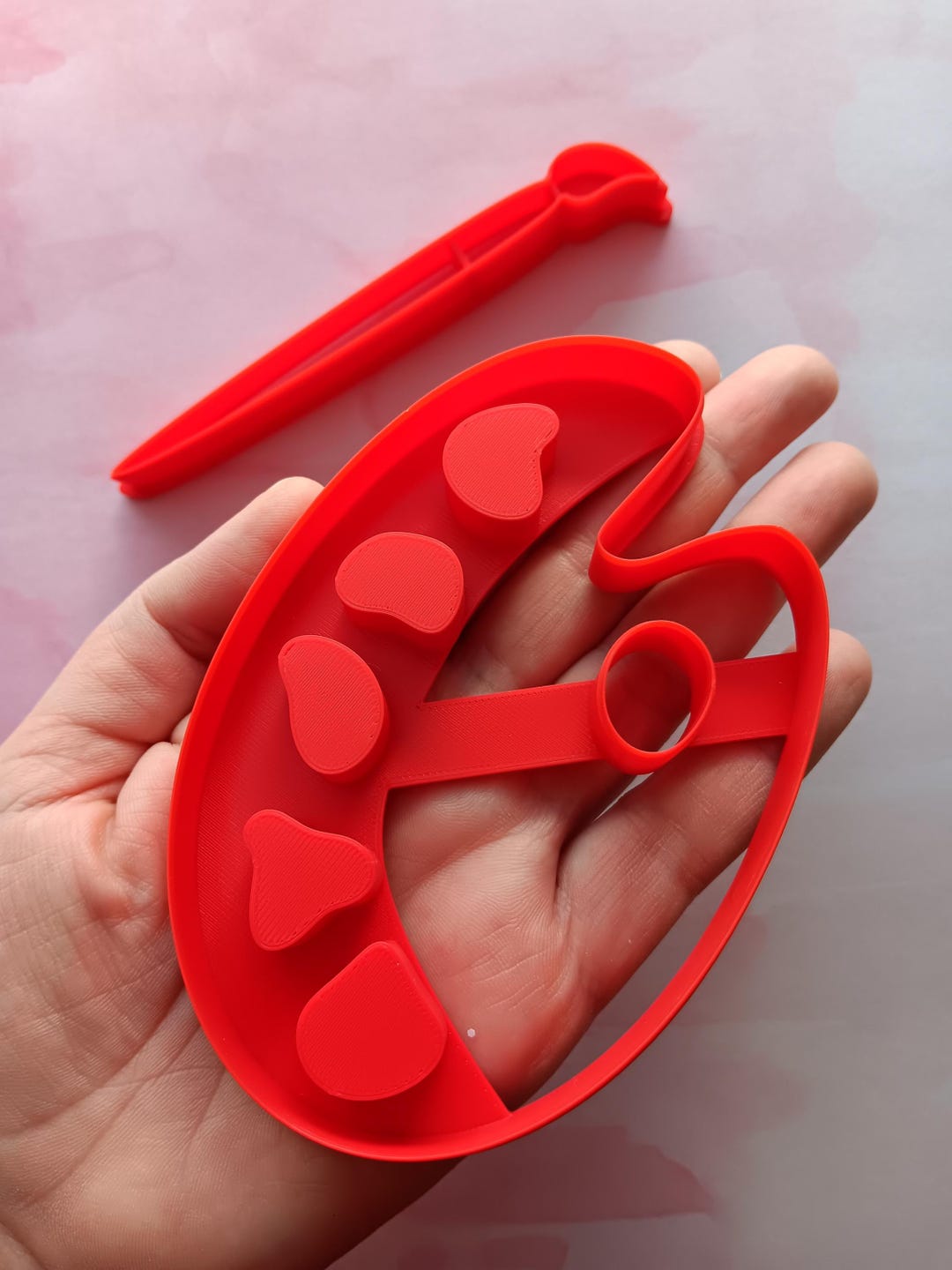 Paint Pallet With Brush Trinket Dish - Large Polymer Clay Cutter Tool ...