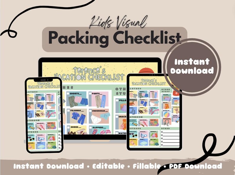 Easy Visual Packing List for Kids: Fun and Simple Travel Prep Editable ...
