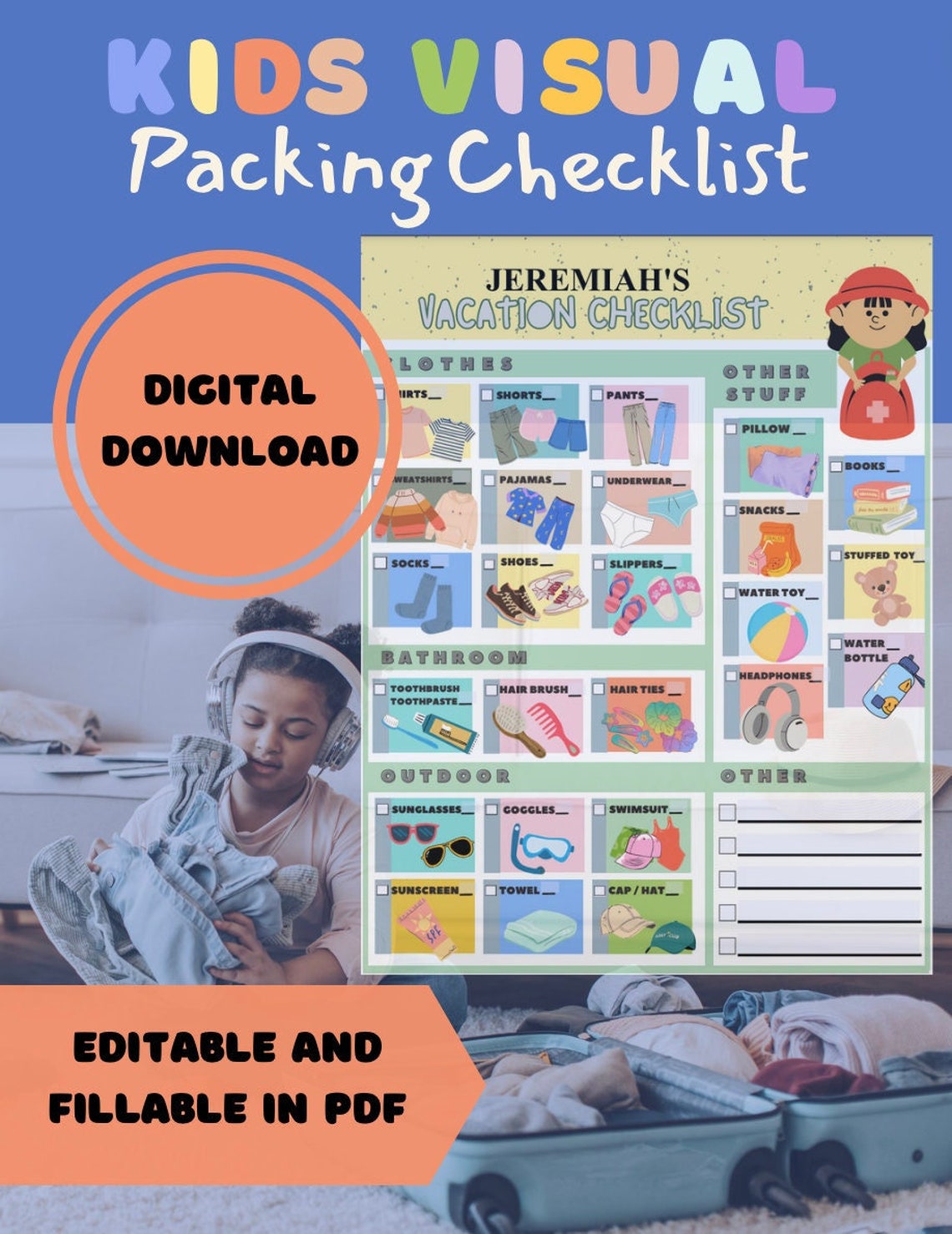 Easy Visual Packing List for Kids: Fun and Simple Travel Prep Editable ...