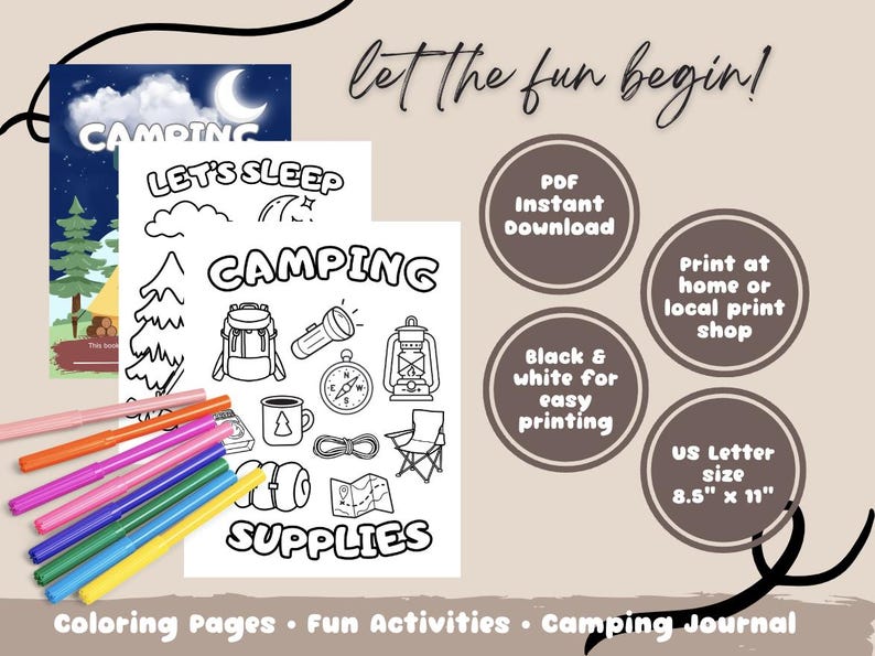 Camping Activity Book for Kids | Nature Games, Crafts (digital Download ...