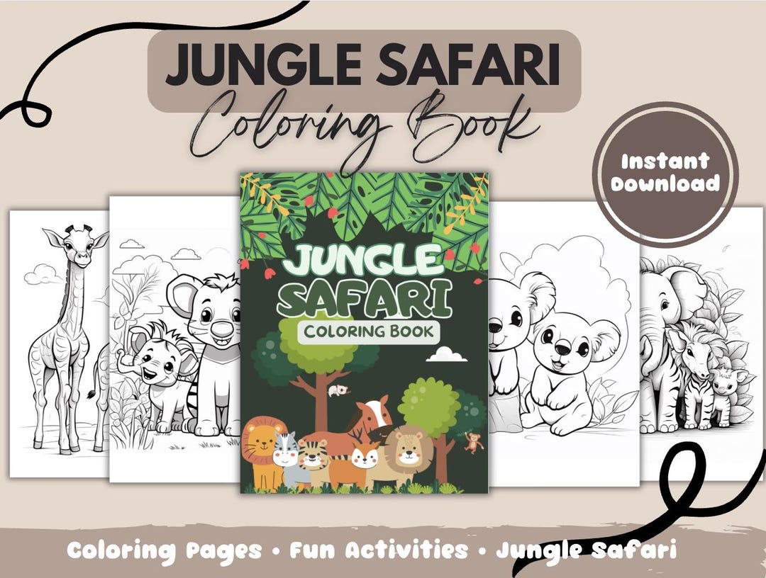 Safari Adventure Coloring Book: Jungle Animals Coloring Bundle - Etsy