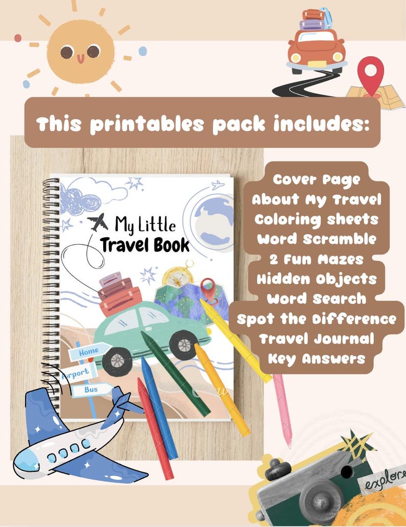 Travel Activity Book for Kids - Etsy