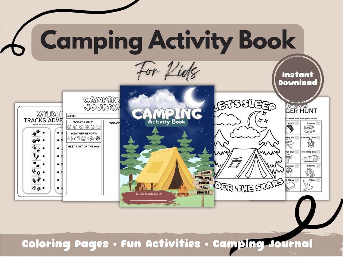 Camping Activity Book for Kids | Nature Games, Crafts (digital Download ...