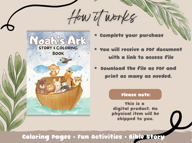 Noah's Ark Story & Coloring Book for Kids | Bible Activity Book ...