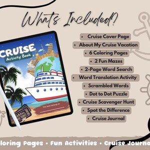 Cruise Activity Book for Kids | Travel Journal, Coloring Pages (digital ...