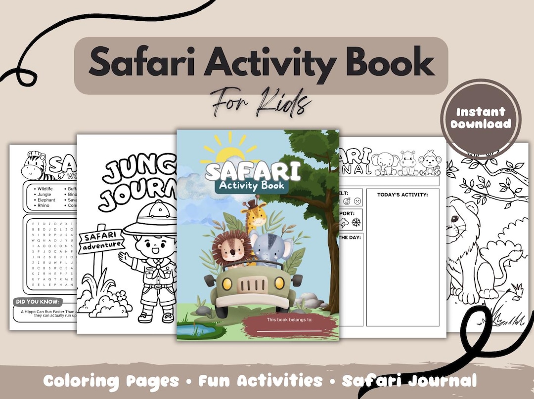 Safari Activity Book for Kids | Printable Safari Coloring & Activity ...