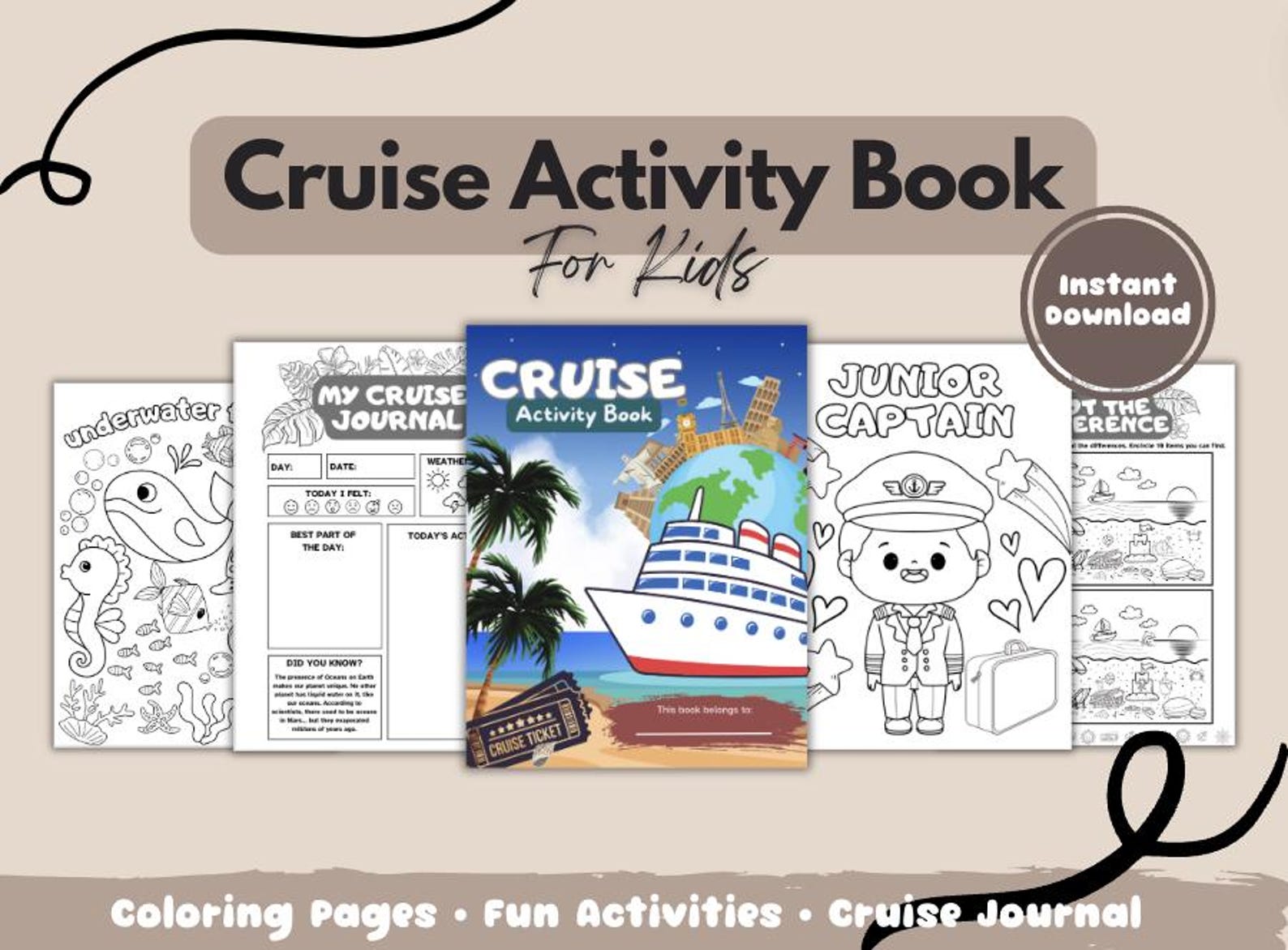 Cruise Activity Book for Kids | 25-page Fun Kids Activity Book | Travel ...