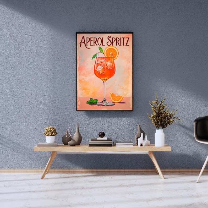 Vintage Aperol Spritz Cocktail Digital Print – Retro Bar Wall Art - Etsy