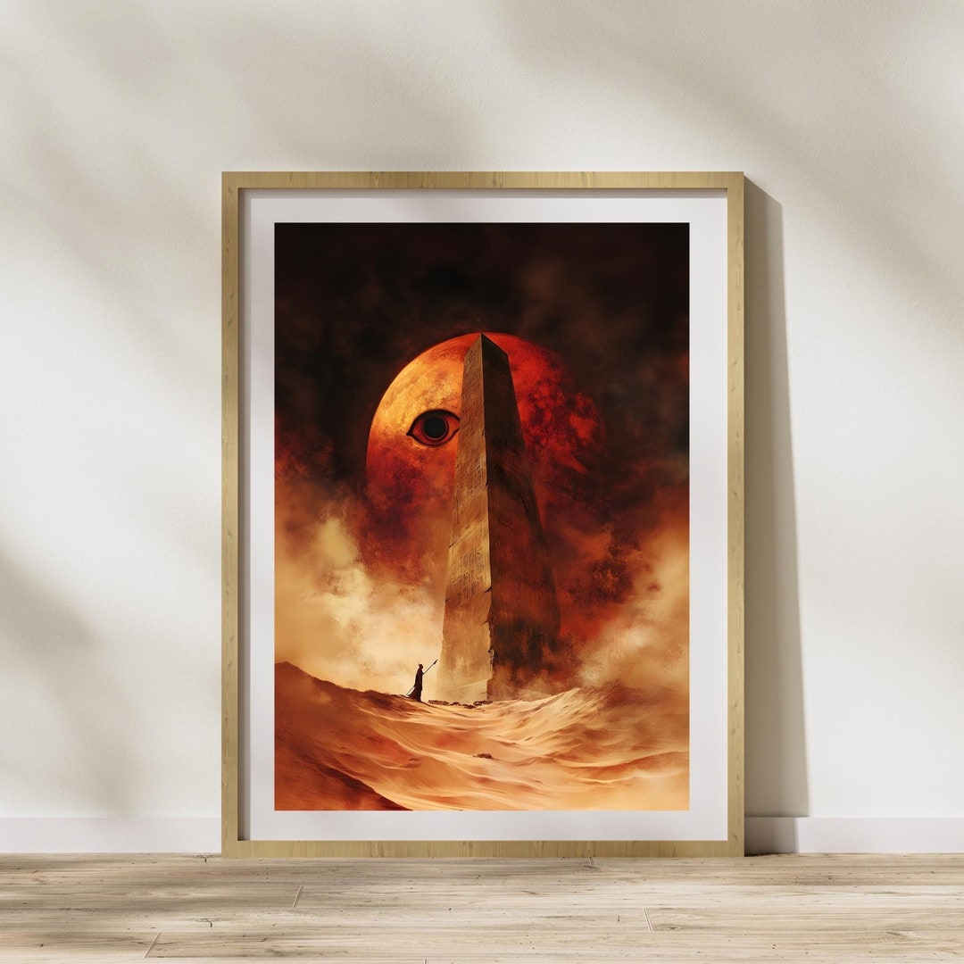 Ancient Egyptian Obelisk Digital Art – Eye of Horus Under Blood-red ...