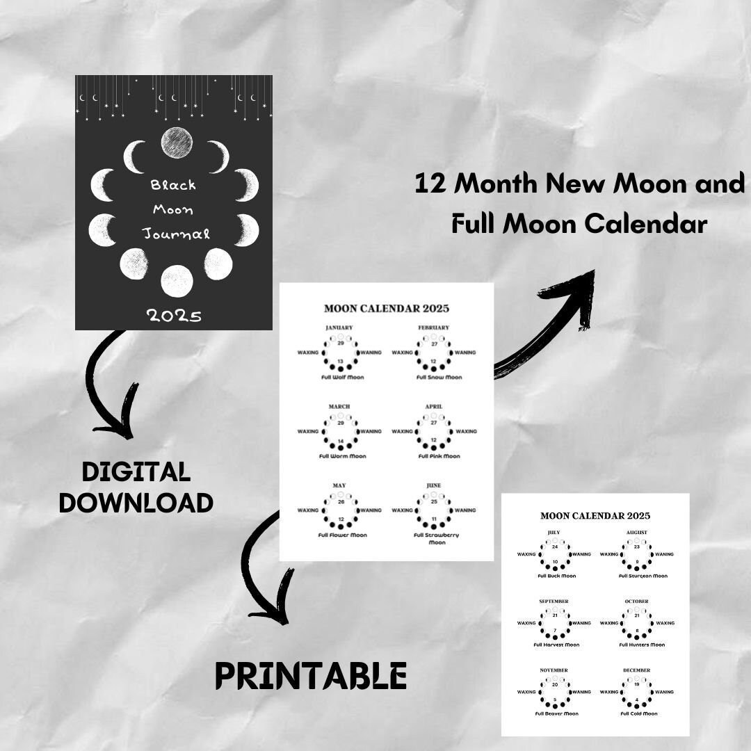 Black Moon Journal: 2025 Lunar Tracker, Rituals for New & Full Moons ...