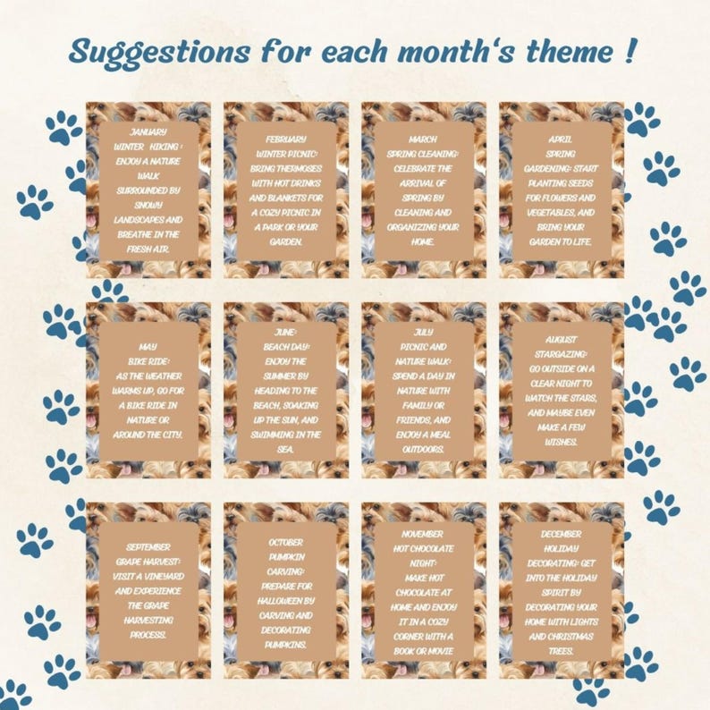 Yorkie Calendar 2025 - Printable 12 Month Cute Yorkshire Terrier Desk ...