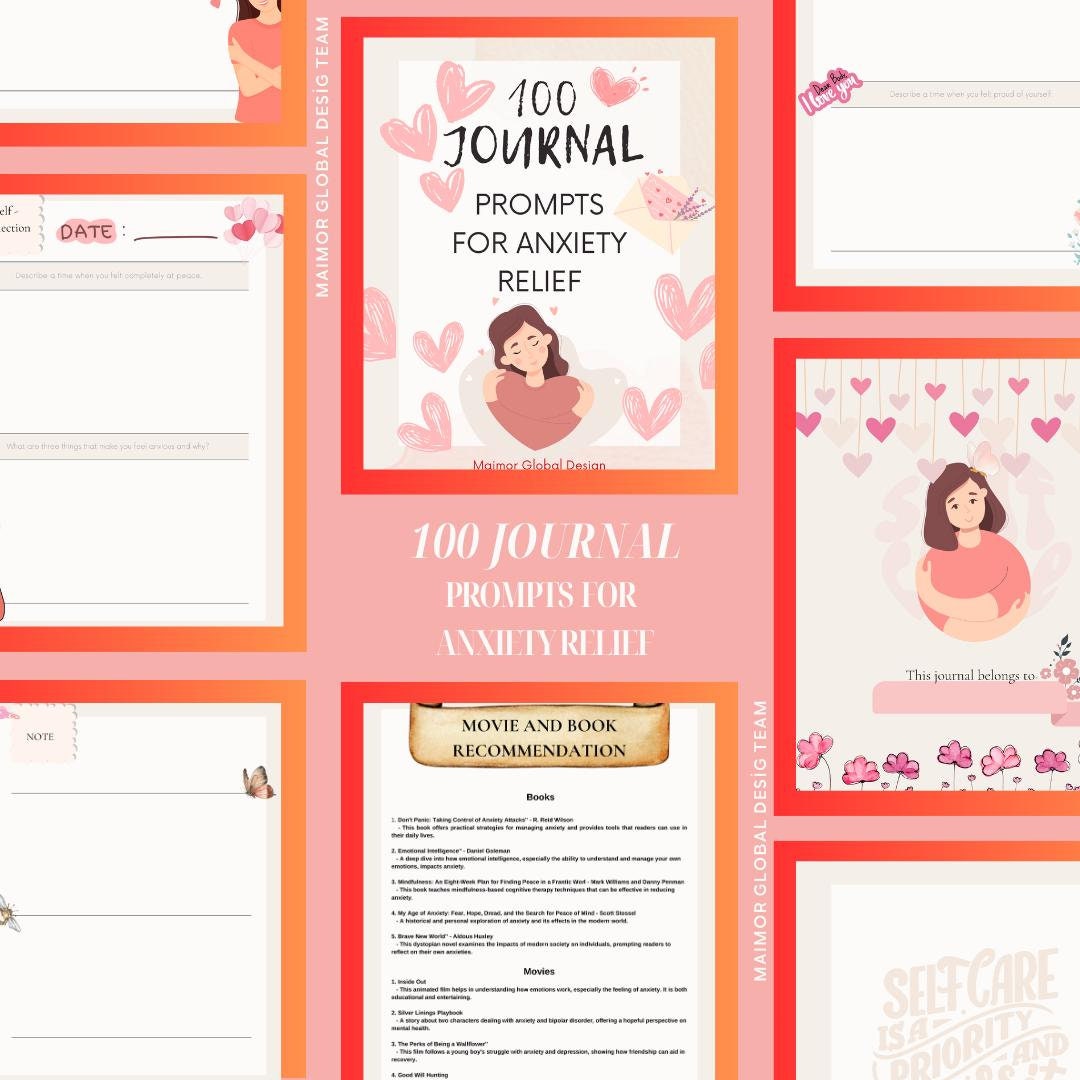 Anxiety Relief Journal: 100 Prompts, Book & Movie Recommendations ...
