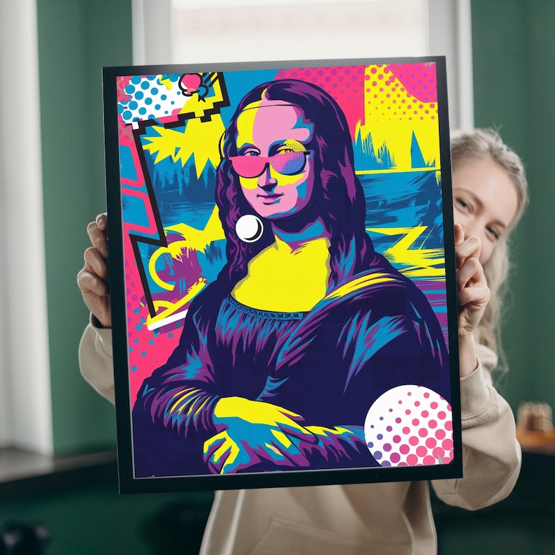 Pop Art Mona Lisa Poster, Colorful Modern Wall Art, Digital Street Art ...