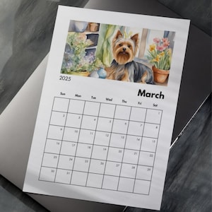 Yorkie Calendar 2025 - Printable 12 Month Cute Yorkshire Terrier Desk ...