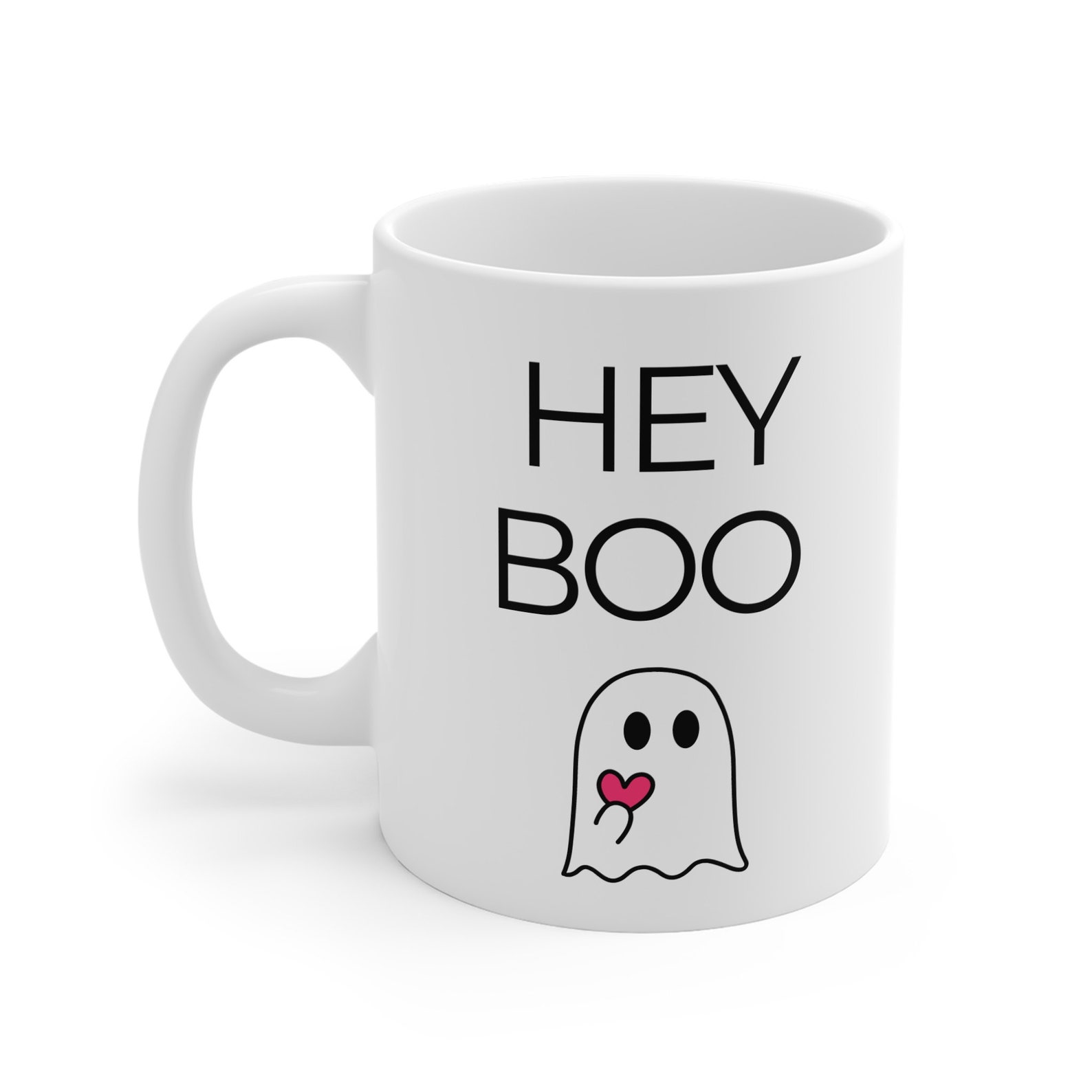 11oz White Mug Hey Boo Cute Ghost Halloween - Etsy UK