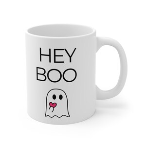 11oz White Mug Hey Boo Cute Ghost Halloween - Etsy UK