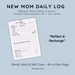 Printable New Mom Daily Log | Baby - Mom Tracker | Postpartum Planner ...