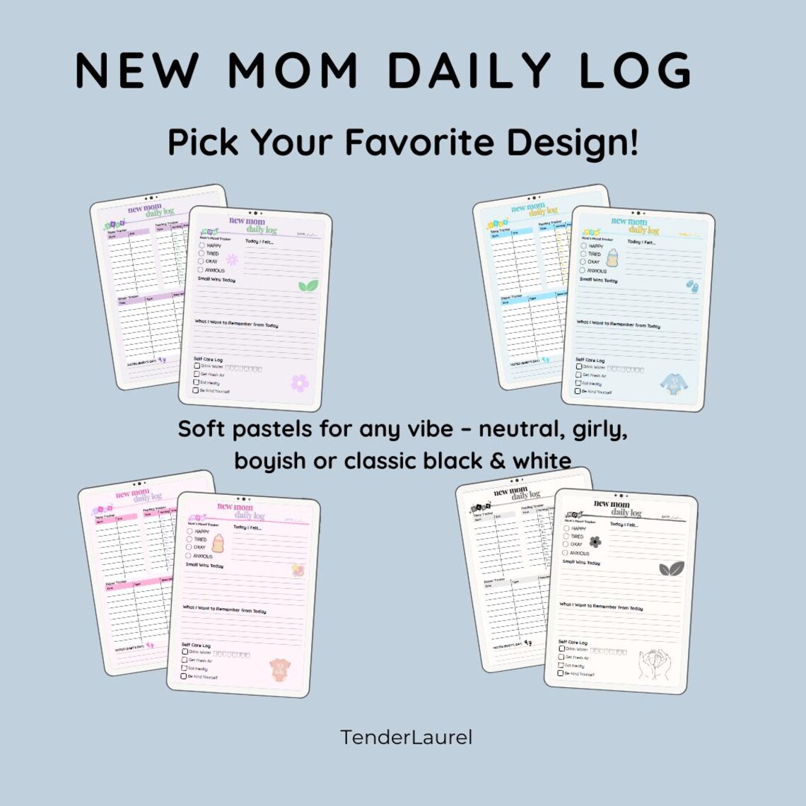 Printable New Mom Daily Log | Baby - Mom Tracker | Postpartum Planner ...