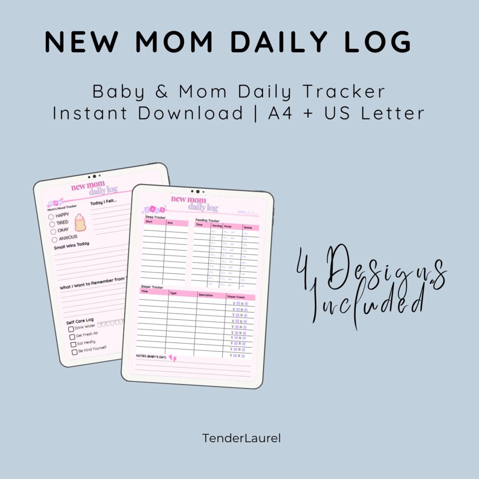 Printable New Mom Daily Log | Baby - Mom Tracker | Postpartum Planner ...