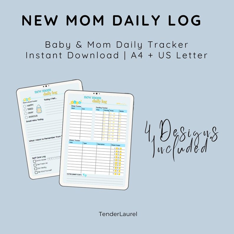 Printable New Mom Daily Log | Baby - Mom Tracker | Postpartum Planner ...